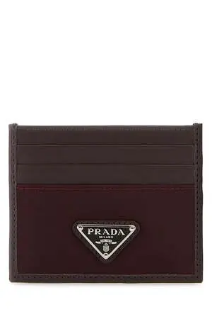 Prada Dark Leather Card Holder - Brown
