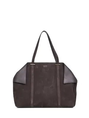 FERRAGAMO Dark Brown Calfskin Suede Folded Tote Bag