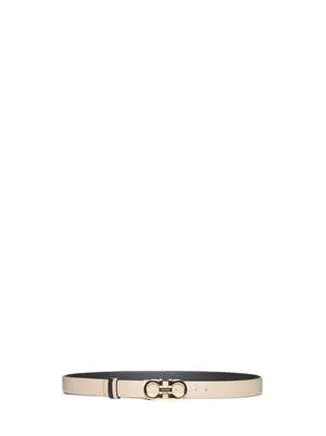 FERRAGAMO Reversible Grained Leather Gancini Belt - Multicolor