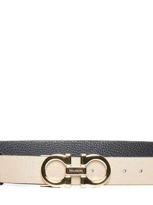 FERRAGAMO Reversible Grained Leather Gancini Belt