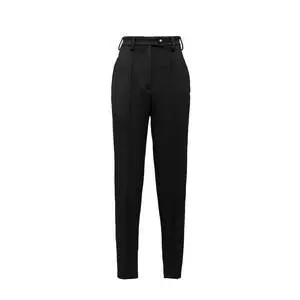 Prada Virgin Wool High Waist Pants - Black