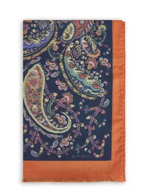 Etro Blue Cashmere Blend Paisley-pattern Scarf - Multicolor