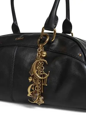 Chloé Black Leather Bowling Bag With Charms - Multicolor