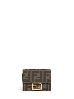 Fendi Brown Baguette Micro Trifold Wallet - Multicolor