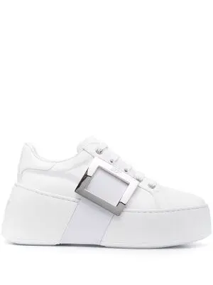 ROGER VIVIER Viv Skate High Leather Sneakers With Buckle Detail - Multicolor