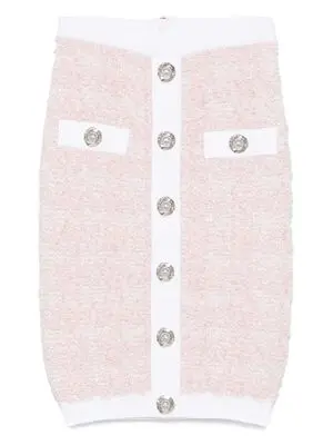 Balmain Tweed Skirt With Decorative Buttons - Multicolor
