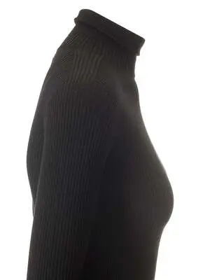 Sportmax Flavia Ribbed Knit Wool Turtleneck - Black