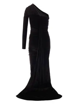 Balenciaga Velvet One-shoulder Maxi Dress