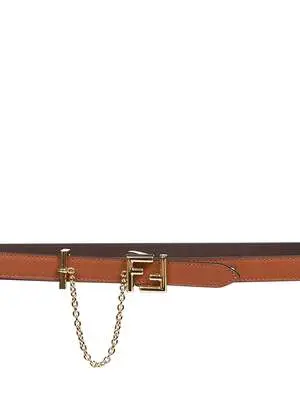 Fendi Two-tone Leather Reversible Ff Belt - Multicolor