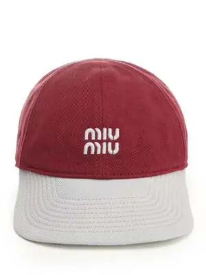 Miu Miu Cotton Drill Baseball Cap With Embroidered Logo - Multicolor