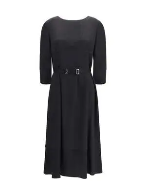 Prada Wool And Silk Midi Dress - Black