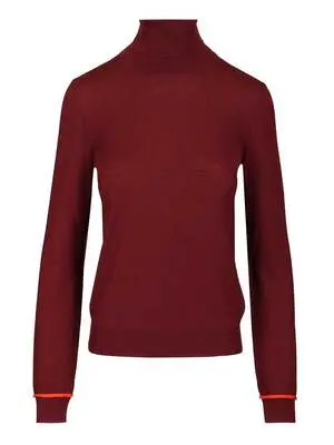 Loewe Wool Turtleneck With Ribbed Details And Logo Embroidery