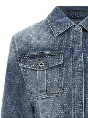 SELF-PORTRAIT Rhinestone Embellished Denim Jumpsuit