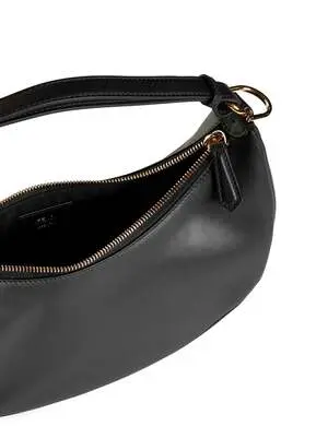 Fendi Black Leather Hobo Bag With Vintage Gold Metal Lettering - Multicolor