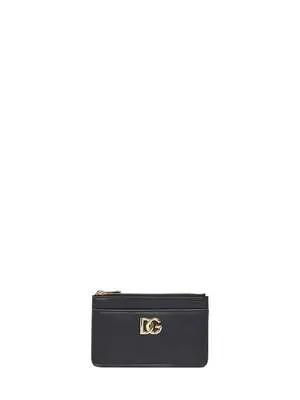 Dolce & Gabbana Black Calf Leather Logo Card Holder - Multicolor