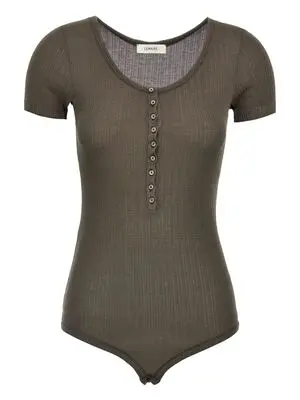 LEMAIRE V-neck Ribbed Bodysuit With Button Fastening - Multicolor