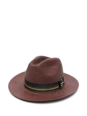 Max Mara Straw Fedora With Grosgrain Ribbon Trim - Multicolor