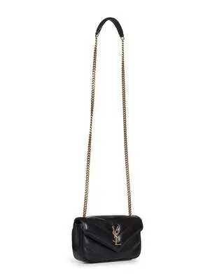 Saint Laurent Black Quilted Lambskin Loulou Mini Crossbody Bag - Multicolor