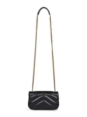 Saint Laurent Black Quilted Lambskin Loulou Mini Crossbody Bag - Multicolor