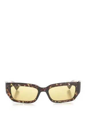Bottega Veneta Rectangular Sunglasses With Gold-finish Ribbon Details - Brown