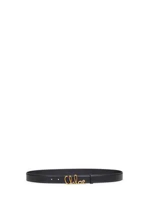 Chloé Iconic Leather Belt With Script Logo Buckle - Multicolor