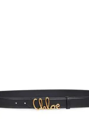 Chloé Iconic Leather Belt With Script Logo Buckle - Multicolor