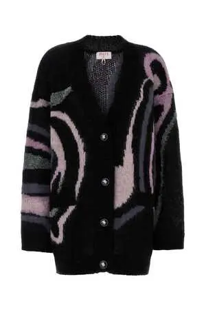 EMILIO PUCCI Emilio Embroidered Mohair Blend Oversize Cardigan