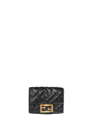 Fendi Micro Trifold Wallet In Ff Leather - Multicolor