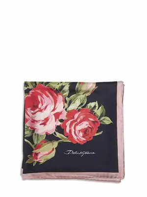 Dolce & Gabbana Rose Bouquet Print Silk Twill Scarf - Multicolor
