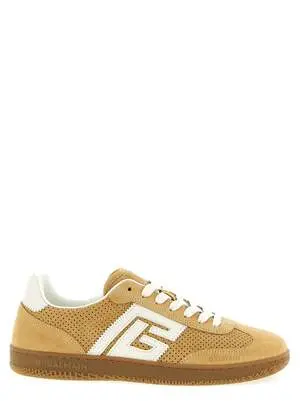 Balmain Suede Sneakers With Perforated Detail - Cream