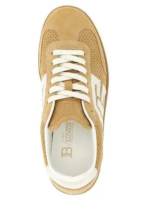 Balmain Suede Sneakers With Perforated Detail