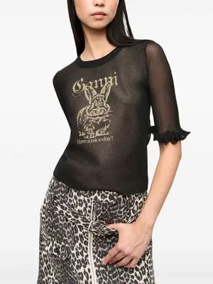 GANNI Bunny Graphic Crewneck Top