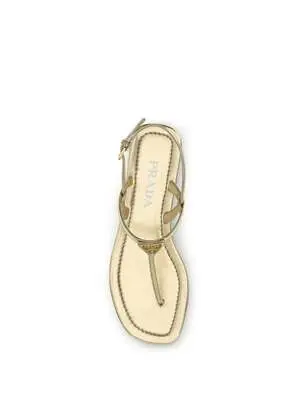 Prada Patent Leather Flip-flop Sandals With Metal Triangle Logo - Silver