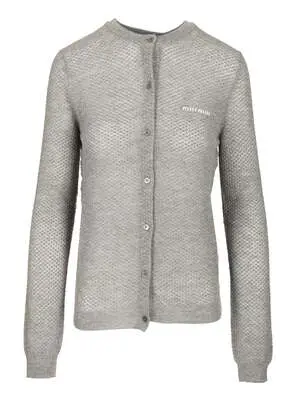 Miu Miu Cashmere Cardigan With Embroidered Logo