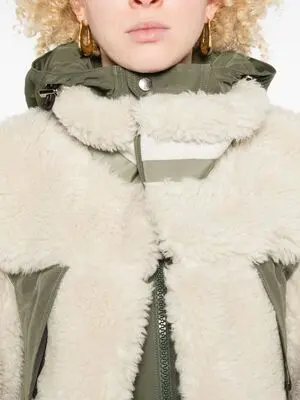 Sacai Shearling Blouson Jacket With Drawstring Hood