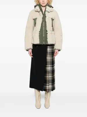 Sacai Shearling Blouson Jacket With Drawstring Hood