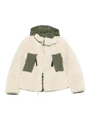 Sacai Shearling Blouson Jacket With Drawstring Hood - Multicolor