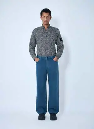 Stone Island Wide-leg Denim Trousers - Blue