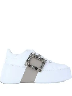 ROGER VIVIER Viv Skate High Strass Leather Sneakers - Multicolor