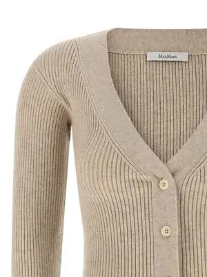 Max Mara Ribbed Wool And Cashmere V-neck Sweater - Cream