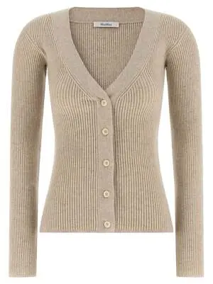 MAX MARA Max Mara Ribbed Wool And Cashmere V-Neck Sweater