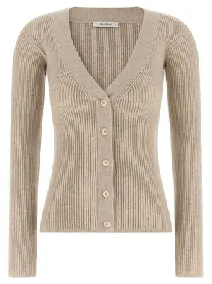 MAX MARA Max Mara Ribbed Wool And Cashmere V-Neck Sweater