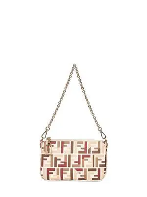 Fendi Baguette Pouch Bag In Ff Jacquard Fabric - Multicolor