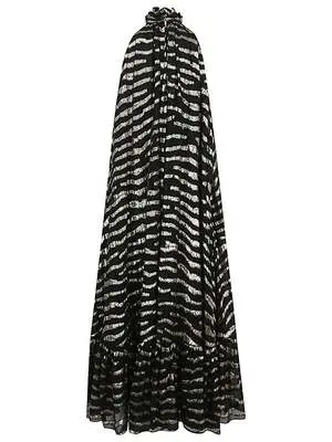 Celine Printed Silk Long Dress