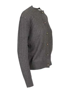 Bottega Veneta Ribbed Wool Cardigan With Knot Buttons