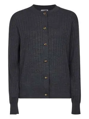 Bottega Veneta Ribbed Wool Cardigan With Knot Buttons