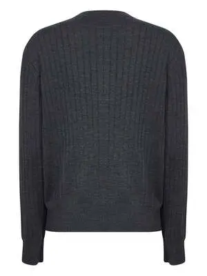 Bottega Veneta Ribbed Wool Cardigan With Knot Buttons