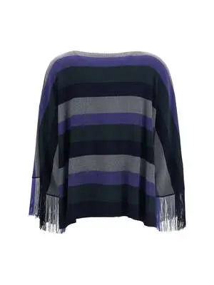 Giorgio Armani Viscose Fringe Sweater With Horizontal Stripes