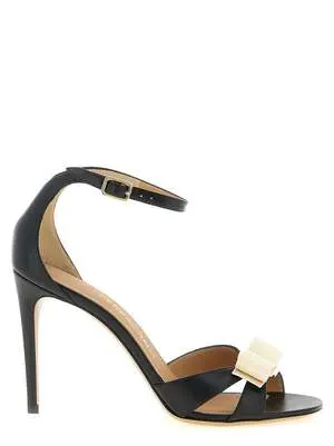 FERRAGAMO Roxy Bow Detail Stiletto Sandals - Black