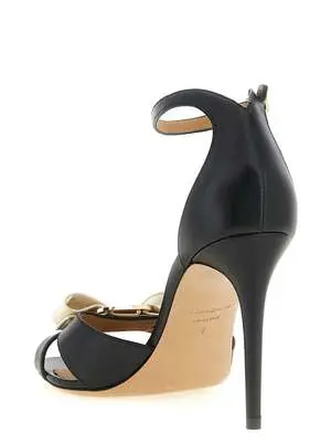 FERRAGAMO Roxy Bow Detail Stiletto Sandals - Black